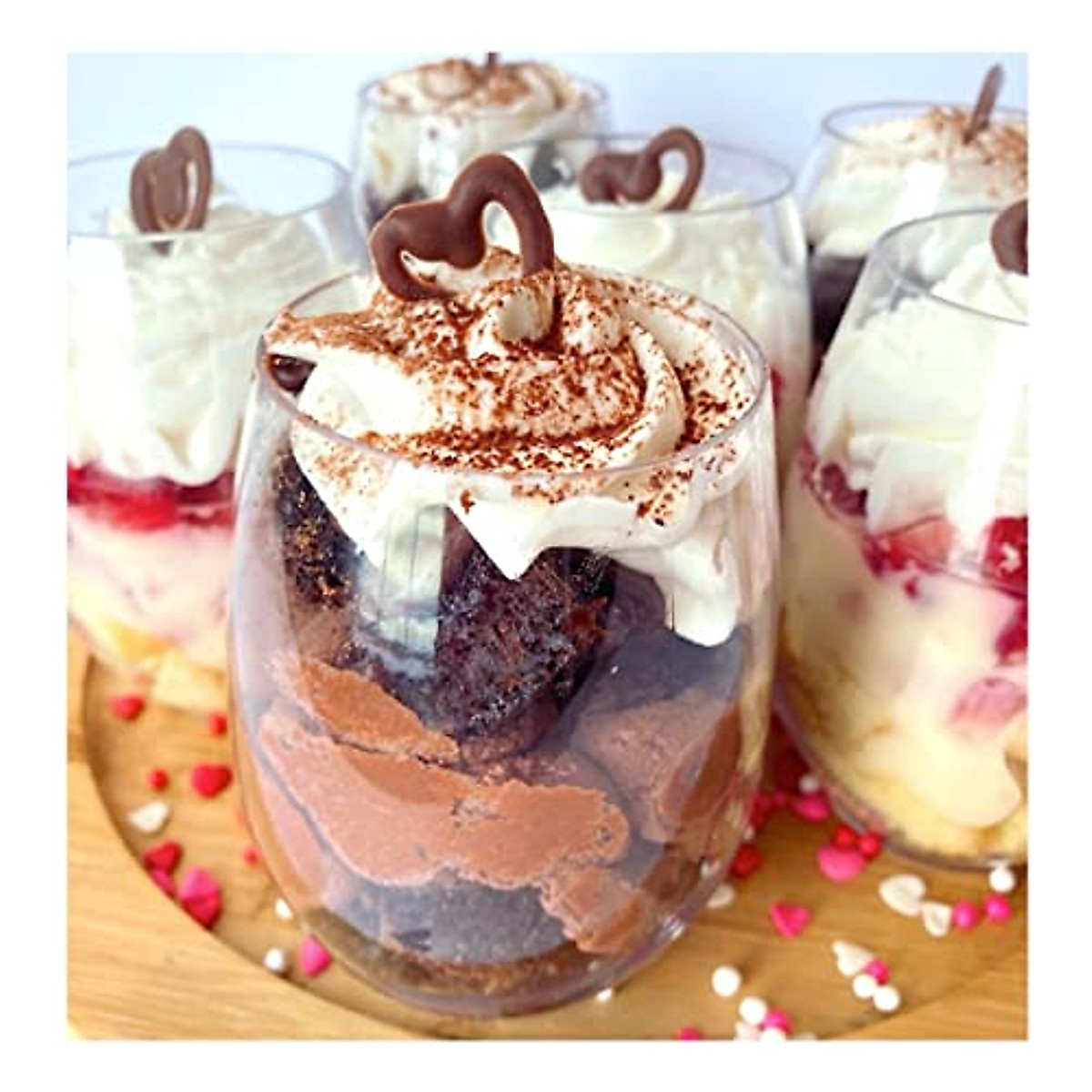 24 piece Stemless Unbreakable Crystal Clear Plastic Wine Glasses Set of 24 (12 Ounces)