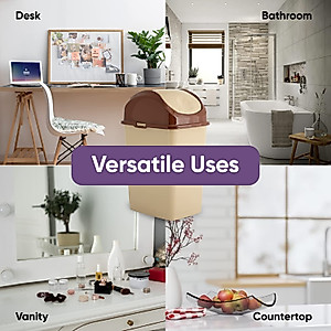 Superio 1.25 Gal Mini Plastic Trash Can with Swing Top Lid Small Waste Bin for Countertop, Desk, Vanity, Bathroom 5 Quart (Beige/Brown)