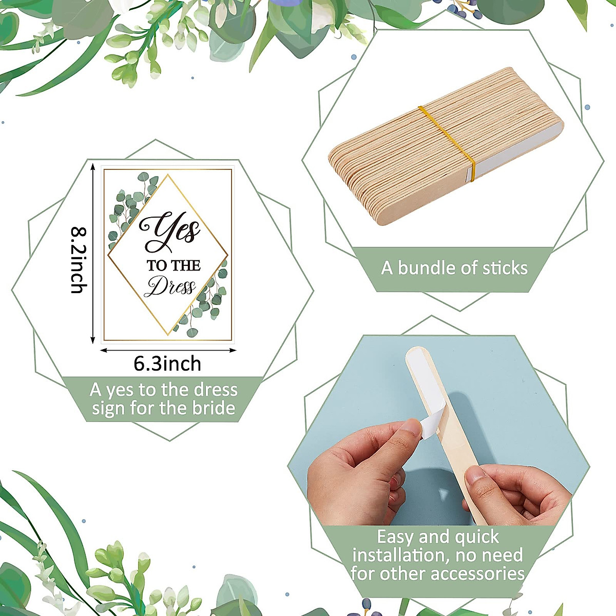 Lewtemi Set of 33 Wedding Dress Shopping Signs Paddles Say Yes to The Dress Props Bridal Dress Signs Wedding Shop Sign for Bridesmaids and Brides Bachelorette Party Games(Classic Style)