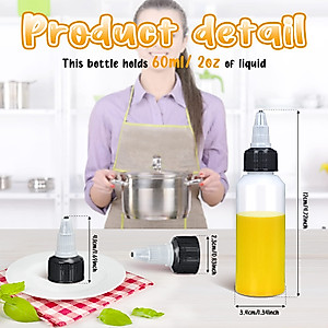 Gandeer 100 Pcs 2 oz Plastic Squeeze Bottles Condiment Squirt Bottle Small Boston Dispensing Bottles with Black Twist Cap and 5 Pcs Funnels Liquids Mini Dressing Container Ketchup Paint Bottles