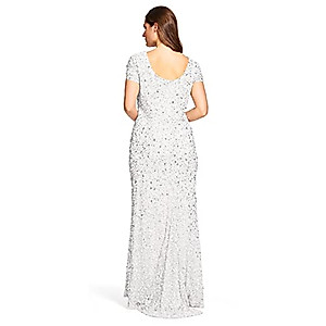 Adrianna Papell Women's Scooped Back Long Dress, Ivory, 20