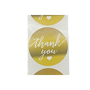 Cafurty 500 Sheets Thank You Labels Sticker Round 1.5", Thank You Sticker for Birthdays, Weddings, Giveaways, Bridal Showers and Perfect for Small Business Owner - Yellow