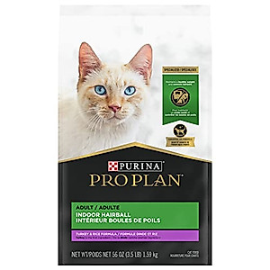Purina Pro Plan Hairball Management, Indoor Cat Food, Turkey and Rice Formula - 3.5 lb. Bag