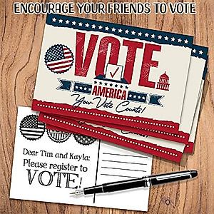 Vote Postcards Bulk - Your Vote Counts - Set of 100 - 4x6 Standard Size - US Flag Post Card Political Activism, Great Election Supplies, Fun and Eye-Catching Design Postcards for Family and Friends