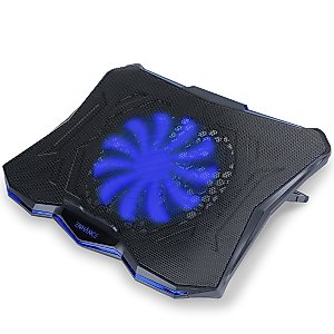 ENHANCE Cryogen 5 Gaming Laptop Cooling Pad Stand - Laptop Cooler with 7 Adjustable Height Settings & Dual USB Ports for 17 inch Laptops - 1 Ultra Quiet High Performance LED Laptop Fan 800 RPM - Blue