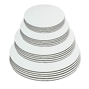 White Round Greaseproof Cake Boards – Cake Circle Base, 6/8/10/12 inch, 5 of Each Size