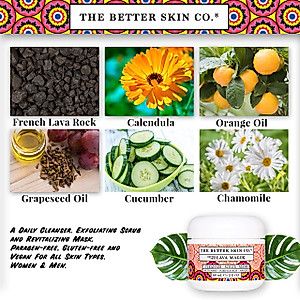 The Better Skin Co. | Lava Magik Face Cleanser/Face Scrub and Facial Mask | Exfoliating French Volcanic Lava | Pore Cleansing, Blackhead Reducing, Skin Tightening Cream | 4 oz