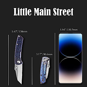 KANSEPT Mini Main Street Pocket Folding Knives EDC Pocket Knife 2.26'' S35VN Material Pocket Folding Knife with Lightning Strike Anodized Titanium Handle EDC Box Opener K2015A5