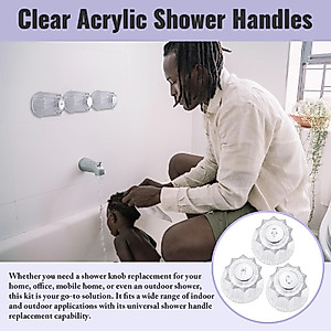 hansengroe Shower Knobs 3 Piece Replacement for Price Pfister Bathtub Faucet Handles, 12 Point Broach, Clear Acrylic Shower Handles Hot and Cold Replacement Kit Include Diverter