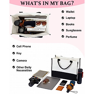 Reginary 6 Set Canvas Tote Bag for Women DIY Initial Beach Tote Bag with Handle Scarf Large Personalized Canvas Beach Bag Handbag for Mother Teacher Friends Bridesmaids Bride Wedding Birthday Gifts