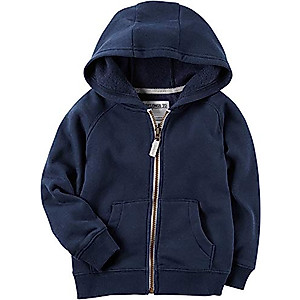 Carters Boys Classic Fleece Zip-Up Hoodie with Pockets (3T, Navy)