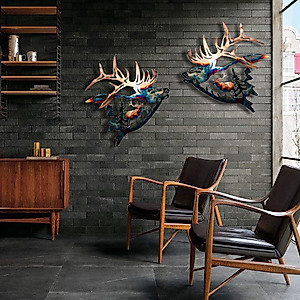 13inch Rustic Metal Elk Wall Decor for Room Home Deer Decor Western Gifts 2pcs