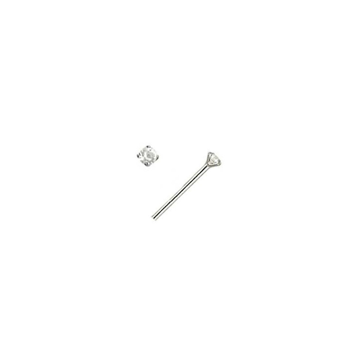 925 Sterling Silver Straight Nose Stud Ring Tiny Small 1mm Clear 22G
