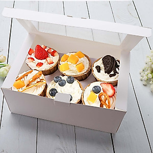 10-Set Cupcake Boxes with Inserts and Window Hold 6 Cupcakes,Cupcake Containers Bakery Cake Box,Pastry Carrier For Donut Cookie Treat Muffin Chocolate Bombs,9.4x6.3x3.9 In
