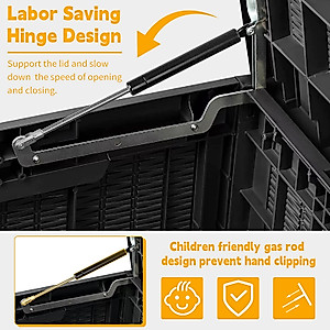 Waterproof Resin Deck Box 100 Gallon Large Storage Box Bench Indoor Outdoor Lockable Imitation Rattan Style Storage Bin Multifunctional Garden Pool Patio Storage Furniture w/ keyhole for Garden Tools