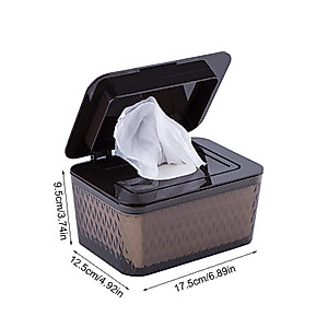 chengyan Wipes Dispenser Case, Dustproof Paper Towel Container Box with Lid and Non-Slip Rubber Feet, Removable Seal-Designed Wipe Holder, Plastic Large Capacity Dust-Proof Baby Wipes Case, Brown