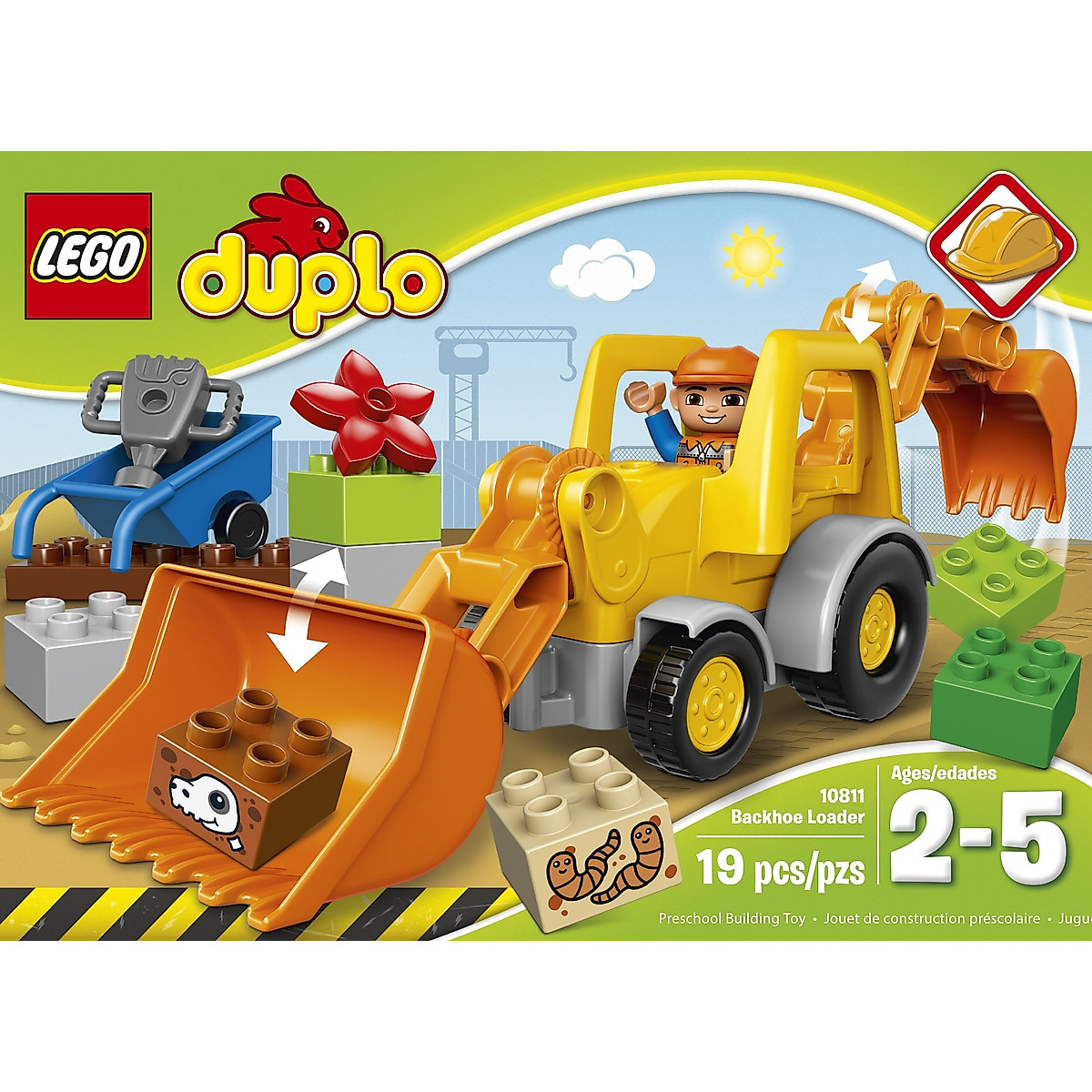 LEGO DUPLO Town Backhoe Loader 10811, Preschool, Pre-Kindergarten Large Building Block Toys for Toddlers