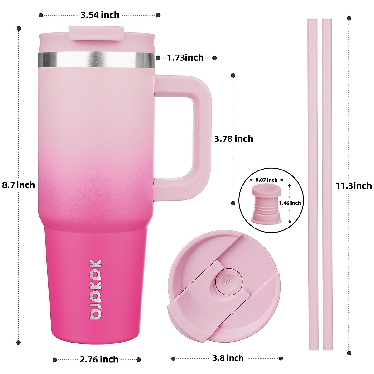 BJPKPK 30oz Stainless Steel Insulated Tumbler With Handle And Lid Straw Travel Coffee Mug Thermal Cup,Cherry Blossom