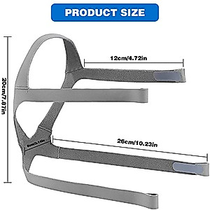 Headgear Strap,Universal Headgear Full Mask Replace Part with Adjustable Home Ventilator Mask Headband, for ResMed AirFit F20 N10(Without Mask) Standard Size (Grey)