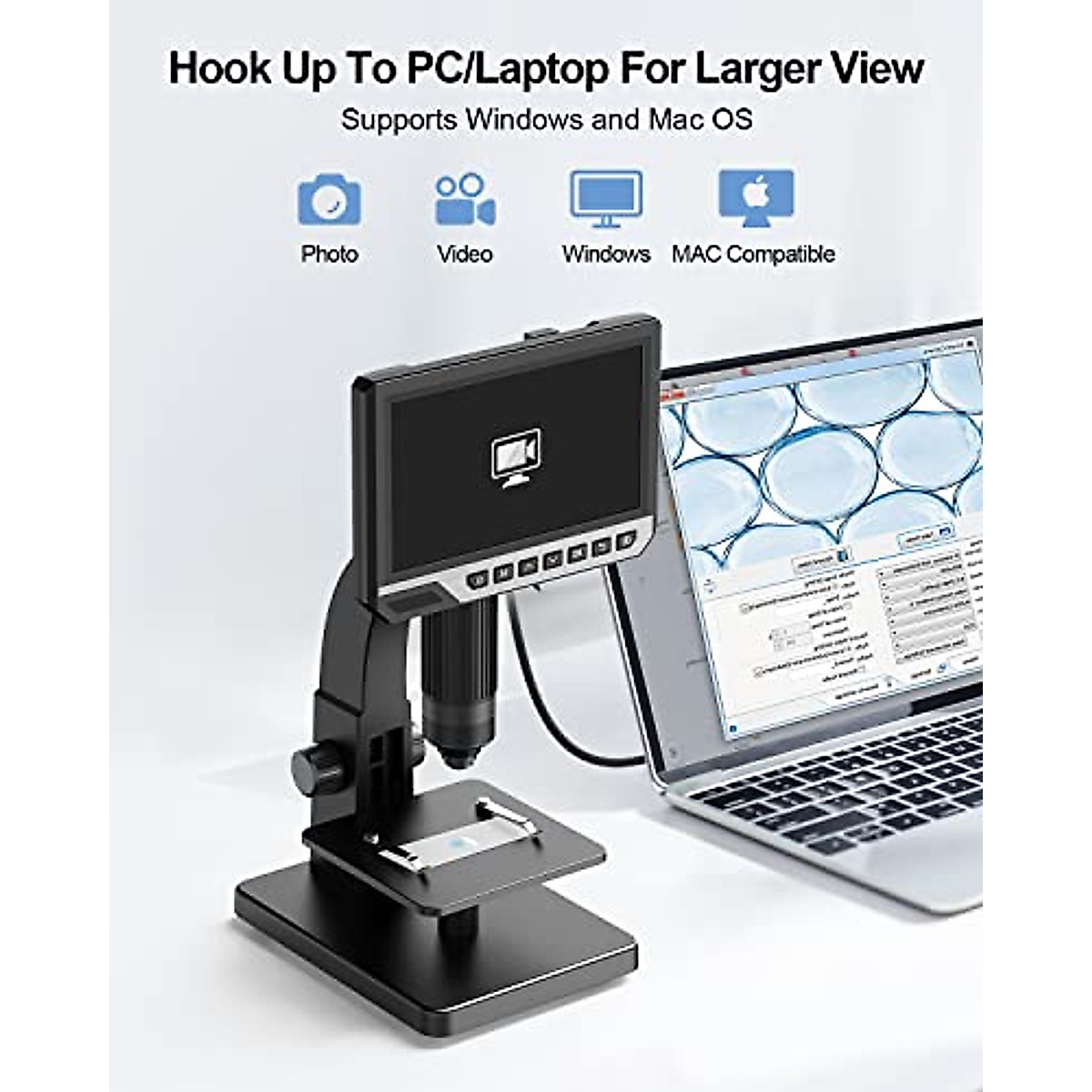 7'' LCD Digital Microscope 2000X Biological Lens & Digital Lens, Ankylin 12MP Coin Microscope for Error Coins, Remote Control, 10 LED Light, USB Soldering Microscope for Adults/Kids