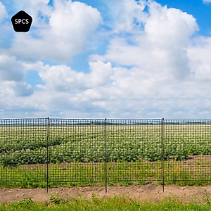 5 Panels Decorative Garden Fence 15ft (L) x 39in (H) No Dig Dog Animal Barrier Fencing, Rustproof Metal Wire Border Flower Edging for Yard Landscape Patio Outdoor Decor