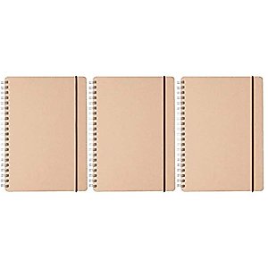 Mujirushi Recycle Paper Double-ring Dot Grid Notebook - A5, 70 sheets, with rubber strip 3set