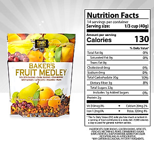 Traina Home Grown Baker’s Fruit Medley - Diced Peaches, Cranberries, Apricots, Pears, Nectarines, and Raisins - Non GMO, Gluten Free, Value Size (20 oz)