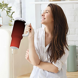 MCHIVER Black Red Gradient 30 oz Tumbler with Handle and Straw Stainless Steel Vacuum Water Bottle Leak-proof Travel Coffee Mug Insulated Cup for Car Office Home