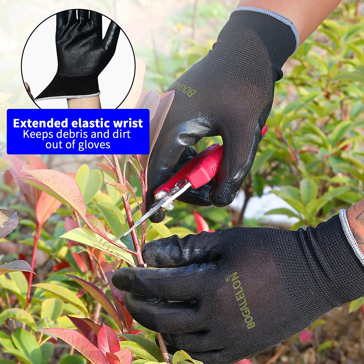 Bogalelon Work Gloves,6pairs, With Nitrile Coated Palms for Excellent Grip and Protection,Suitable for Both Men and Women and Ideal for General Work.Black,Medium., Black(6pairs)