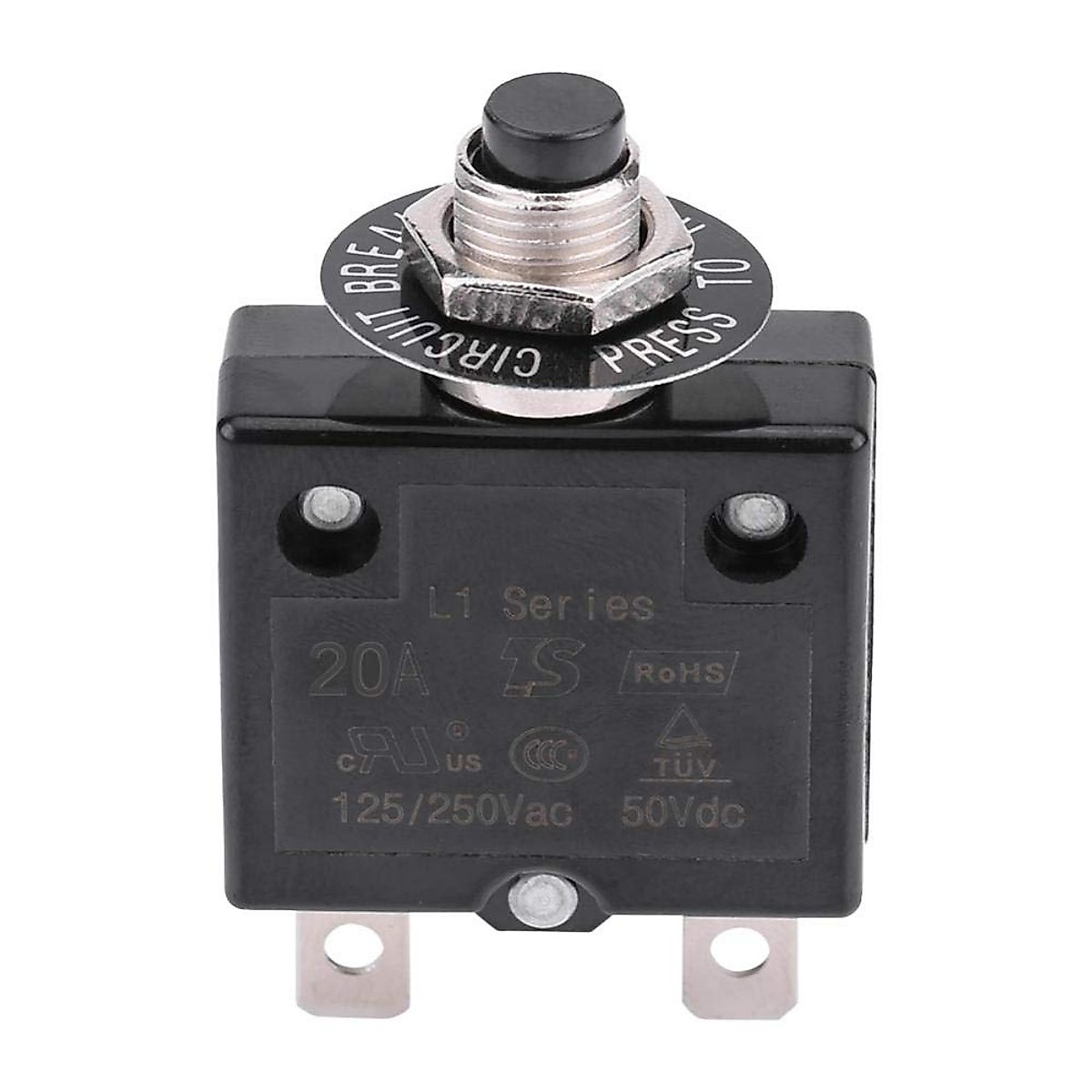 Aramox 5 A / 8 A / 10 A / 15 A / 18 A / 20 A / 30 A Thermal Switch Reset, Current Overload Device Circuit Breaker Manual Reset Circuit Breaker Overcurrent Protector(20A)