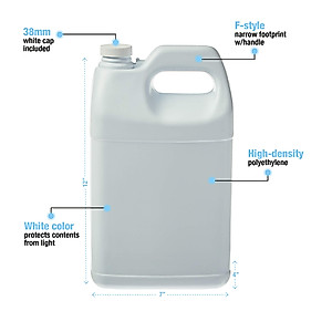 Hudson Exchange - 1006+1106-6 1 Gallon F-Style Plastic Jug with Cap, HDPE, White, 6 Pack