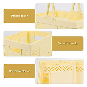 Cabilock Home Collapsible Storage Crates Case Portable Household Container Kitchen Sundry Bedroom Snack Bin for Organizer Basket Basket: Small Handle Plastic Bins Office Bathroom Folding