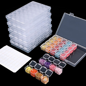 SGHUO 168 Slots 6 Pack 28 Grids Diamond Painting Boxes Plastic Organizer