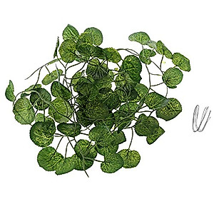 U-K Artificial Vine Reptile Terrarium Box Habitat Decoration Lizard Green Fake Plants Leaves Useful