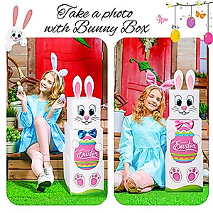 Gersoniel 7 Pieces Easter Box Decoration Bunny Nesting Boxes with Bunny Ears and Bows Easter Egg Decorative Boxes Stackable Easter Present Boxes Easter Nesting Boxes for Easter Party Supplies