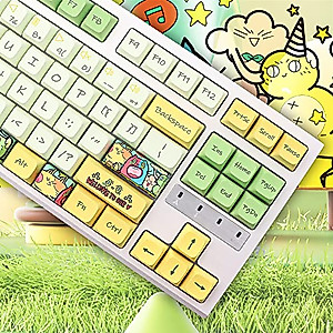 JSJT Custom Keycaps 135 Keys Cartoon Anime Keycaps XDA Profile Magical Elves Themed Keycaps PBT Dye Sublimation Keycaps Suitable for ANSI/ISO Layout Cherry MX Switch Mechanical Keyboards