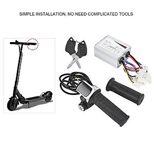 Brush Controller, 24V 500W Brush E to Bike Controller and Multifunction Thumb Throttle Grip Set with Lock Electric Quantity Display