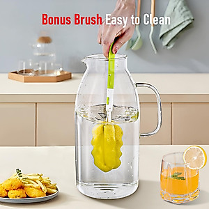 Glass Pitcher, veecom 105 Oz Large Pitcher with Lid, Glass Water Pitcher with Handle and Lid, Drink Pitcher with Lid for Parties, Iced Tea Pitcher for Fridge, Lemonade Juice Jugs/Pitchers for Drinks