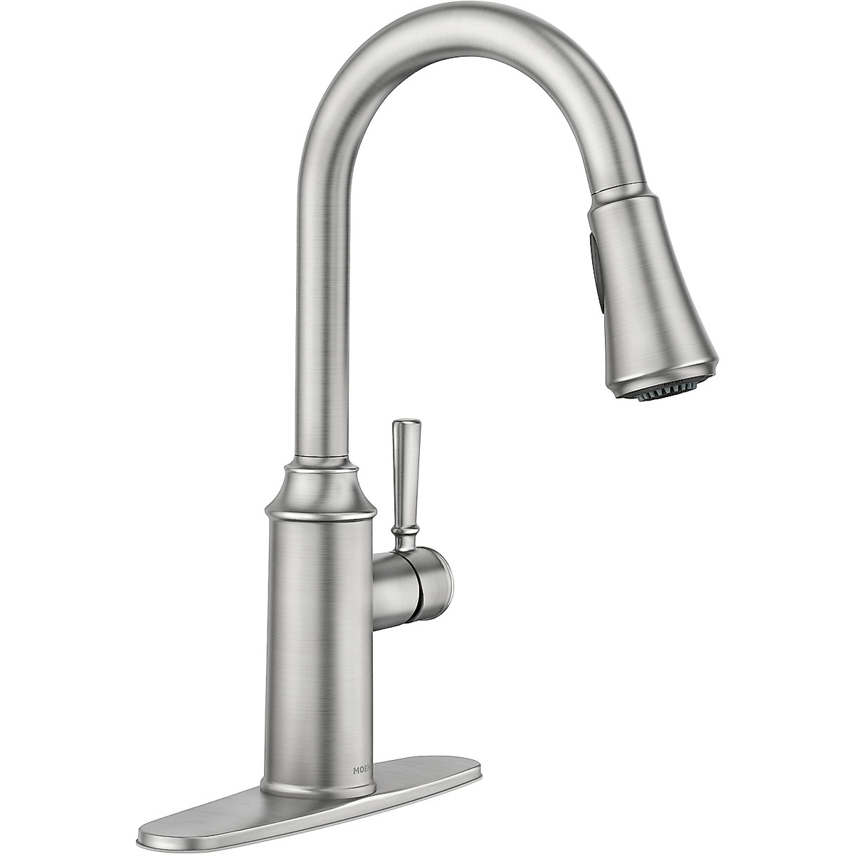 Moen Conneaut Spot Resist Stainless One-Handle High Arc Kitchen Sink Faucet with Power Boost for a Faster Clean, Kitchen Faucet with Pull Down Sprayer, 87801SRS