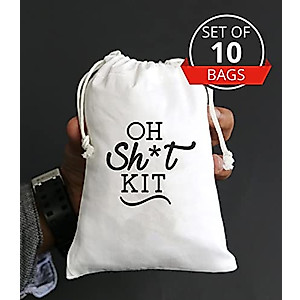 Oh Shit Kit Drawstring Hangover Bachelorette Kit Bags Cotton Muslin Drawstring Bags for Bridal Shower Hen's Party Kit Bag