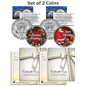 Christmas/Seasons Greetings/Santa Kennedy JFK Half Dollar US 2-Coin Set