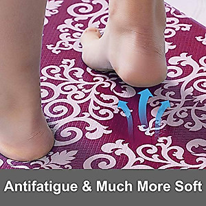 COSY HOMEER 59x18 Inch/30X18 Inch Cushioned Anti-Fatigue Kitchen Rug, 2 Pieces PVC Ergonomic Comfort Standing Foam Mats,Waterproof Non-Slip Kitchen Mats and Rugs for Floor Home Sink,RED