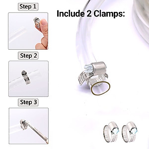 Geowaky Clear Vinyl Tubing 1/2" ID × 5/8" OD -10 Ft 60PSI,Flexible Plastic Tubing,BPA Free Non-Toxic, Multipurpose Hybrid Clear Reinforced Tubing with 2 Screw Clamps