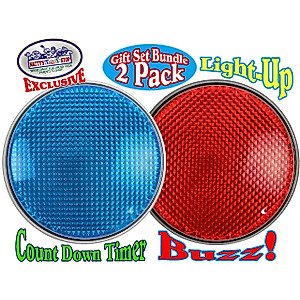 Matty's Toy Stop Lights & Sounds Electronic 3 Mode Red & Blue Game Answer Buzzer and Count Down Timer Gift Set Bundle (Perfect for Games, Classrooms, etc.) - 2 Pack