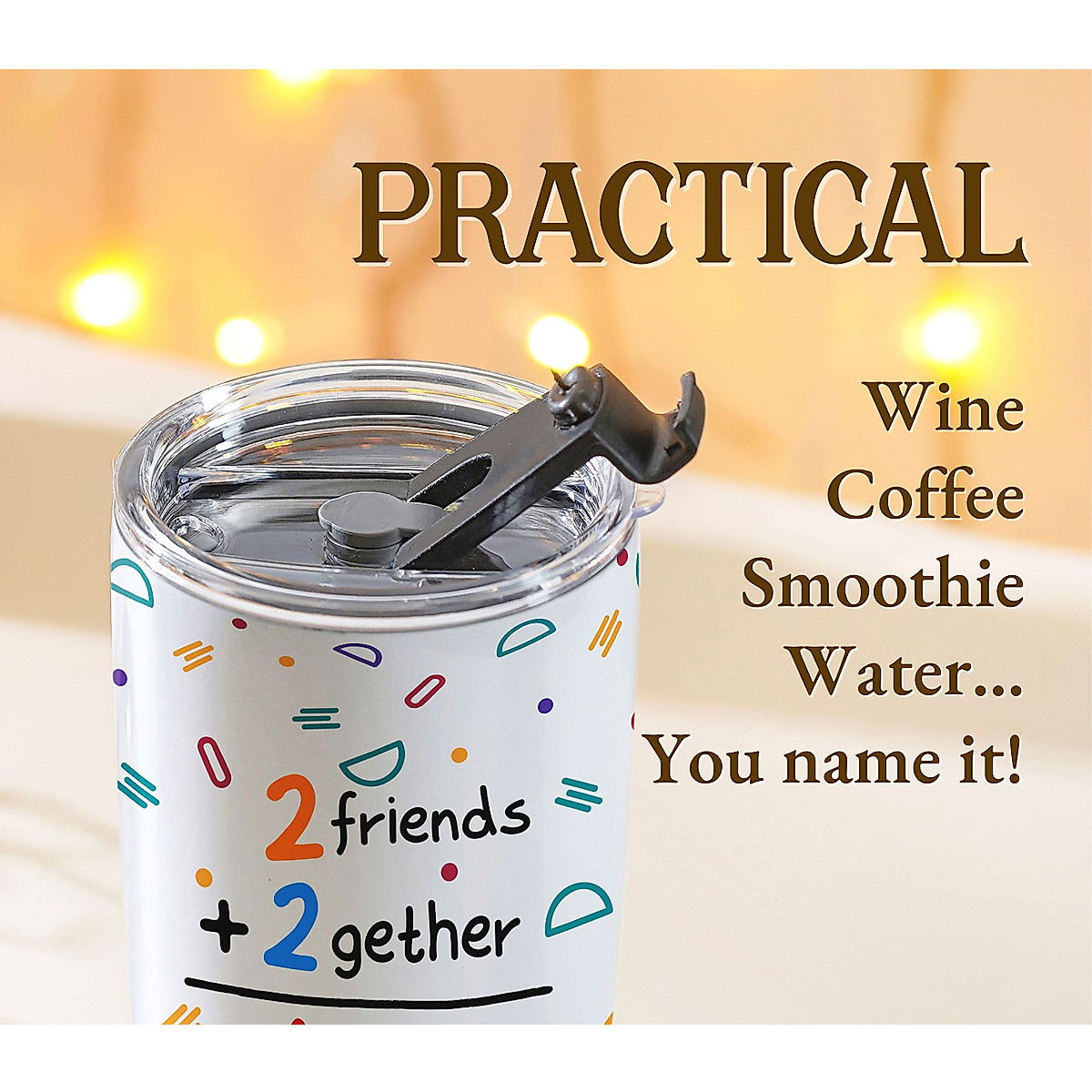 Onebttl Funny Friend Gifts for Women, BFF Gifts for Women, Gifts for Best Friend - Friends Coffee Mugs - Friends Forever - Birthday, Christmas Gifts for Her - 20oz Stainless Steel Travel Cup