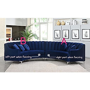 Legend Vansen Velvet Sofa for Living Room Oversized Round Shape Sectional, 142" L x 31" D x 36" H, Blue
