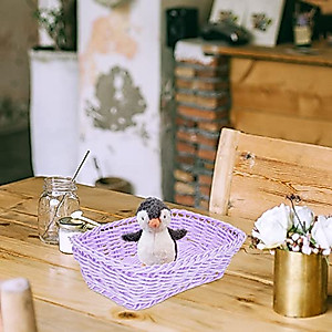 Cabilock Wicker Bin Countertop Storage Basket: Purple Storage Basket Organizer Makeup Sundries Display Bin Kids Toy Ornament Organizer Photography Prop