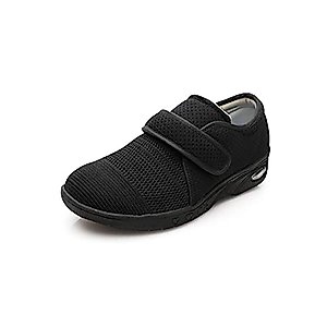 Yibobay Diabetic Shoes for Women Width X-Wide Shoe for Elderly Women Wide Shoes for Women Walking Shoes Adjustable Closure Breathable Lightweight Non Slip for Swollen Feet Edema Black 9.5