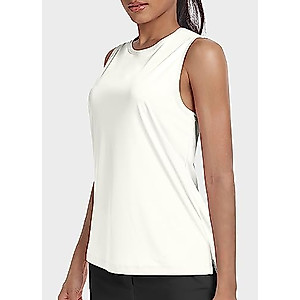 Hiverlay Women's Workout Athletic Running Tank Tops Loose Fit Exercise Sports Gym Muscle Shirts White m