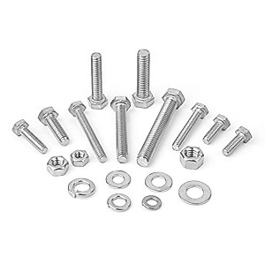 Hex Bolts Assortment Kit, VIGRUE 212PCS/53 Sets 1/4-20 5/16-18 3/8-16 Heavy Duty Bolts Screws Nuts Flat Spring Washers, Includes 10 Common SAE Sizes, 304 Stainless Steel
